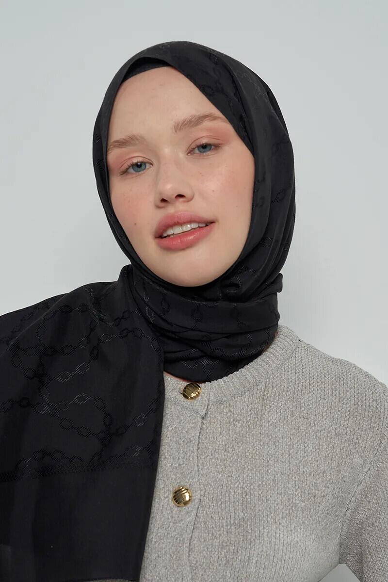 Jakar Pamuk Şal Zincir Desen - Mavi ZİNCİR DESEN ED Scarf