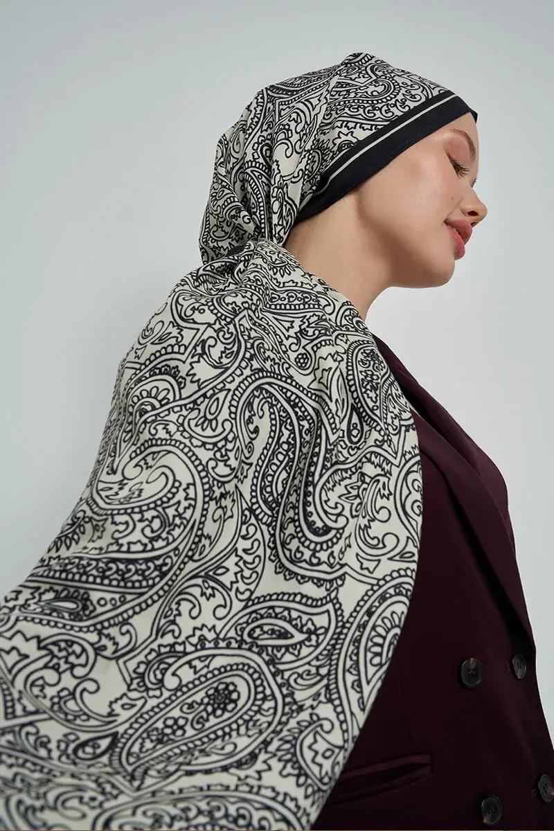Paisley Koleksiyonu Hüma Şal - Siyaz / Beyaz Feyza'nın Tercihleri ED Scarf